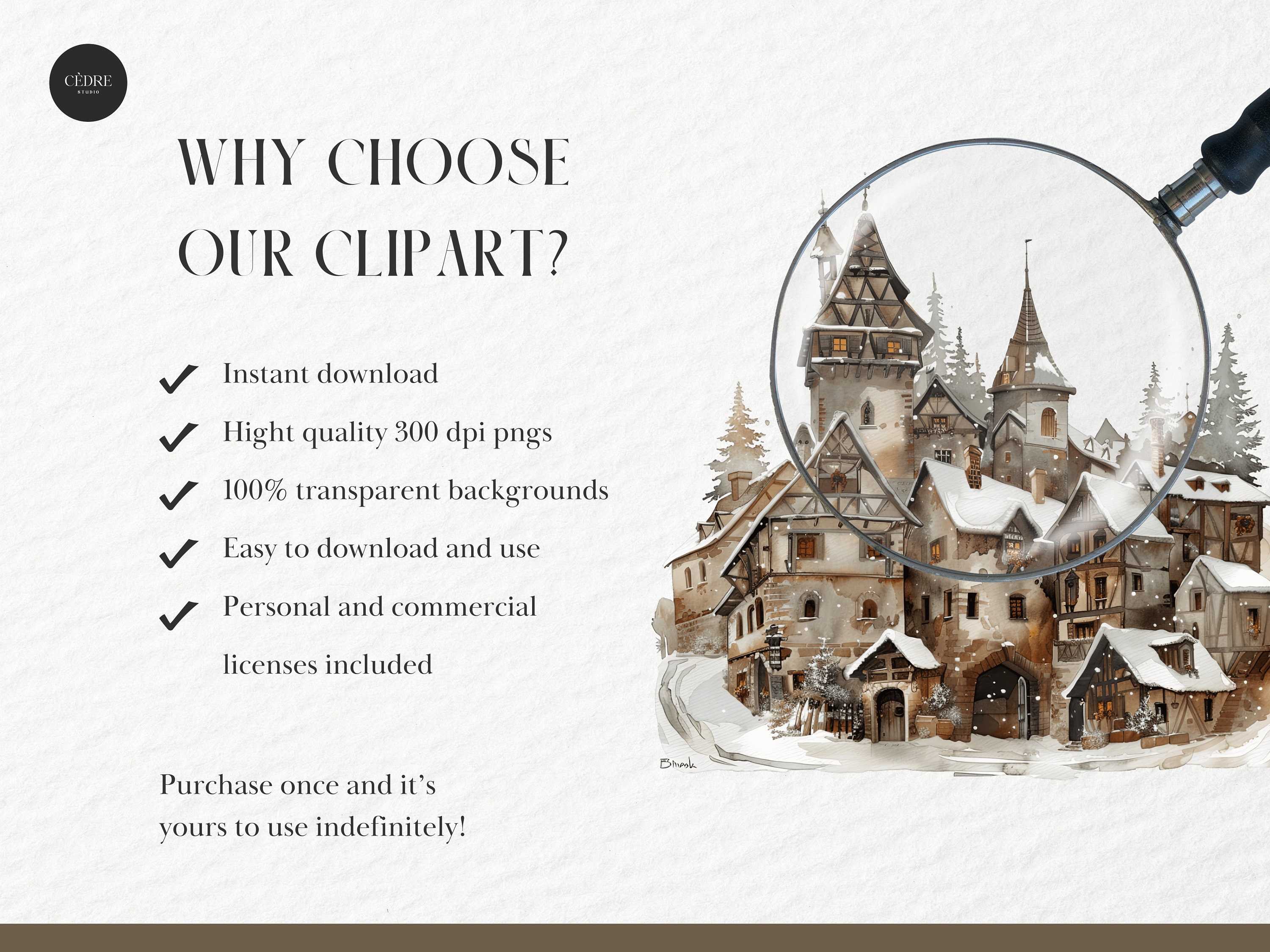 Watercolor Medieval Village Clipart, European Village Clipart, Middle ...