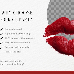 Watercolor Kiss Stain Clipart, Red Lipstick Smooch Mark, Romantic ...