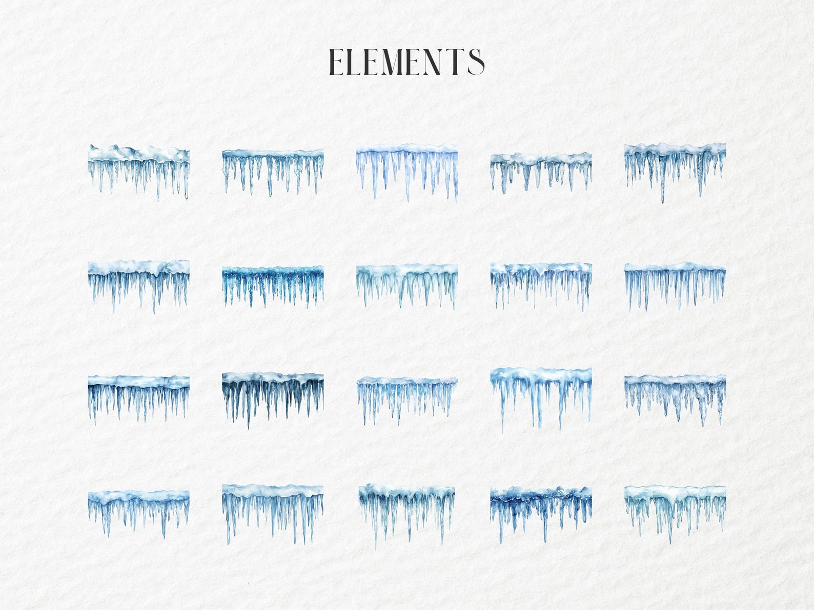 Watercolor Ice Spikes Banner Clipart, Page Border, Frozen Ice, Winter ...