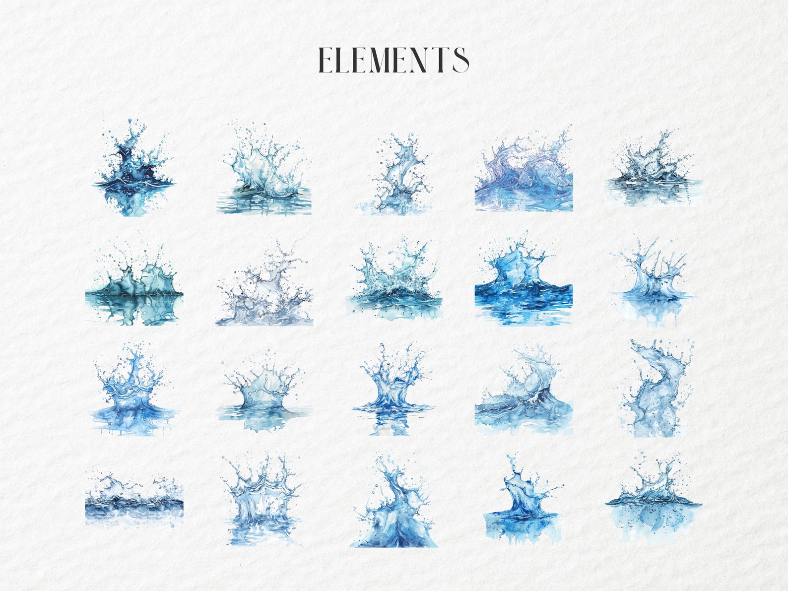 Watercolor Splashing Water Clipart, Water Puddle Splash, Clear Blue ...