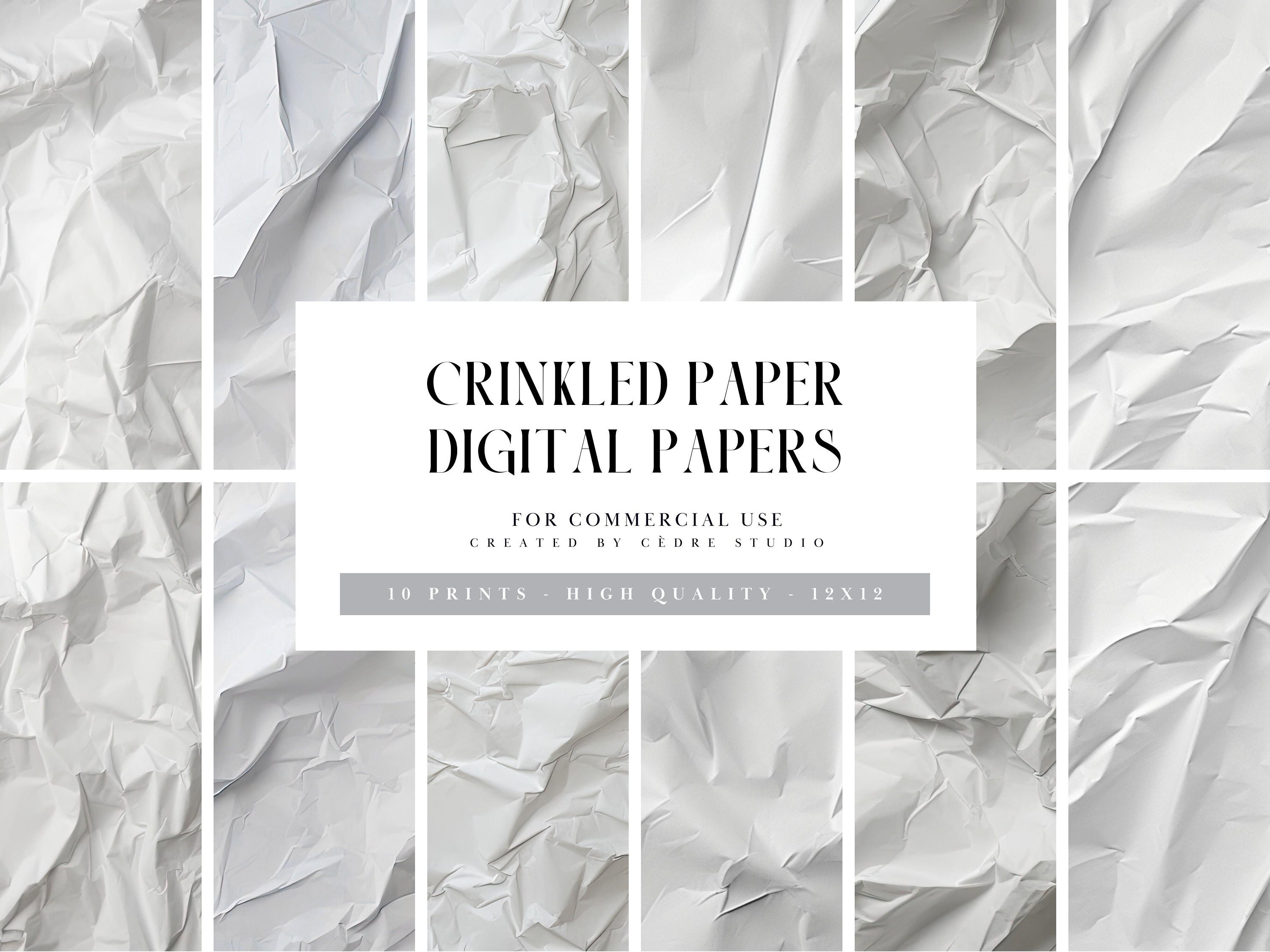 Crinkled Paper Digital Papers, White Crinkled Paper Digital Patterns ...