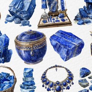 Watercolor Lapis Lazuli Clipart, Blue Gemstone With Gold Flecks ...