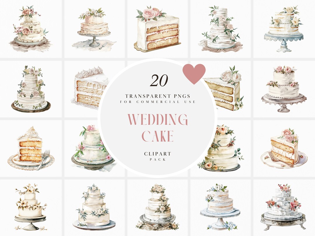 Watercolor Minimalist Wedding Cake Clipart, Simple White Wedding Cake ...