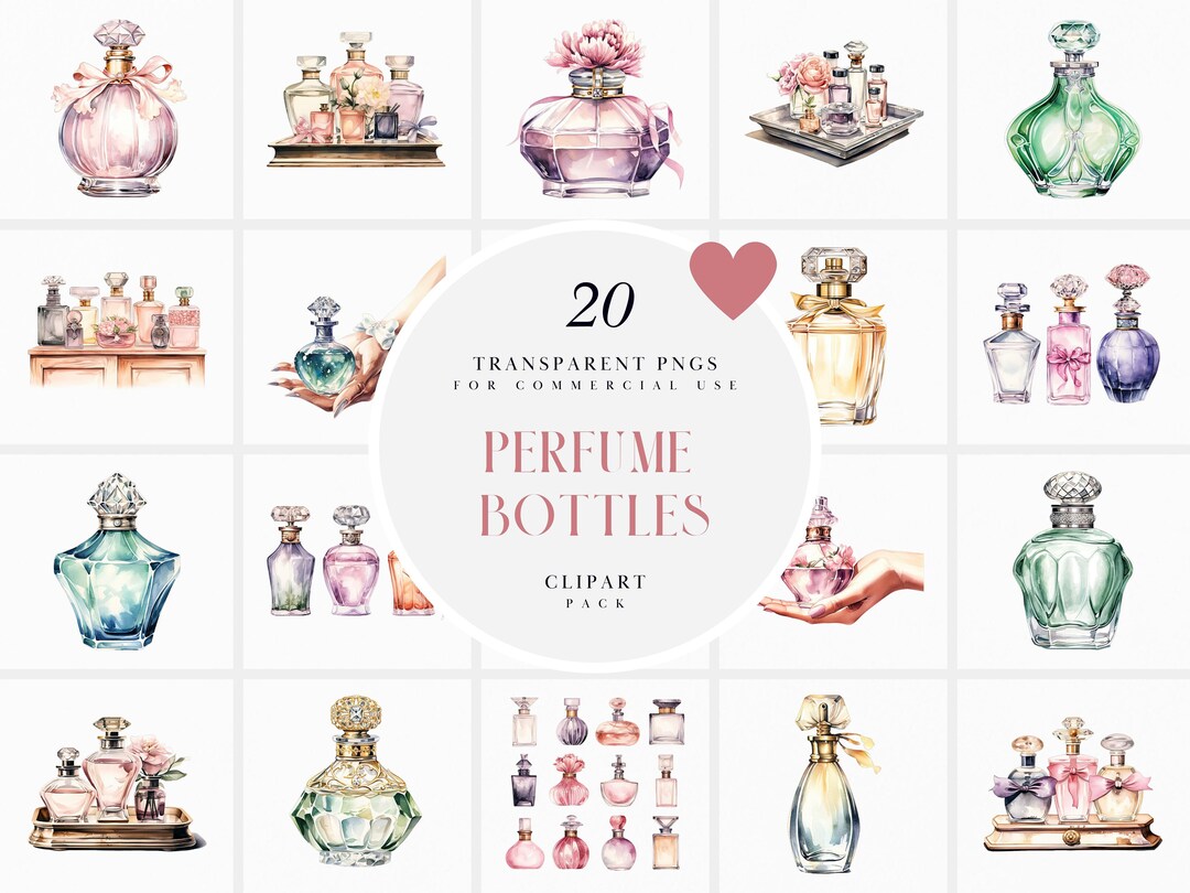 Watercolor Perfume Bottles Clipart, Perfume Bottle Clipart, Modern ...