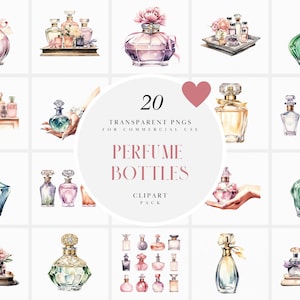 Watercolor Perfume Bottles Clipart, Perfume Bottle Clipart, Modern ...