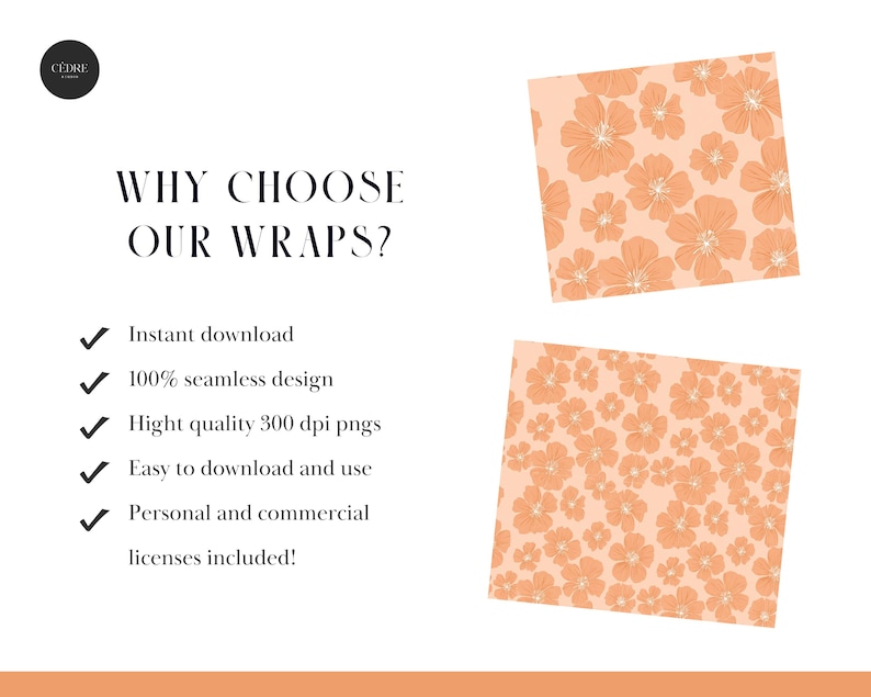 20 Oz Skinny Tumbler Wrap, Orange Flower Petals, Soft Petals, Straight ...