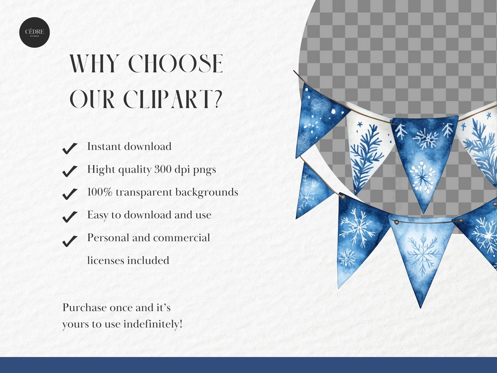 Watercolor Winter Bunting Clipart, Festive Triangle Garland Banner ...