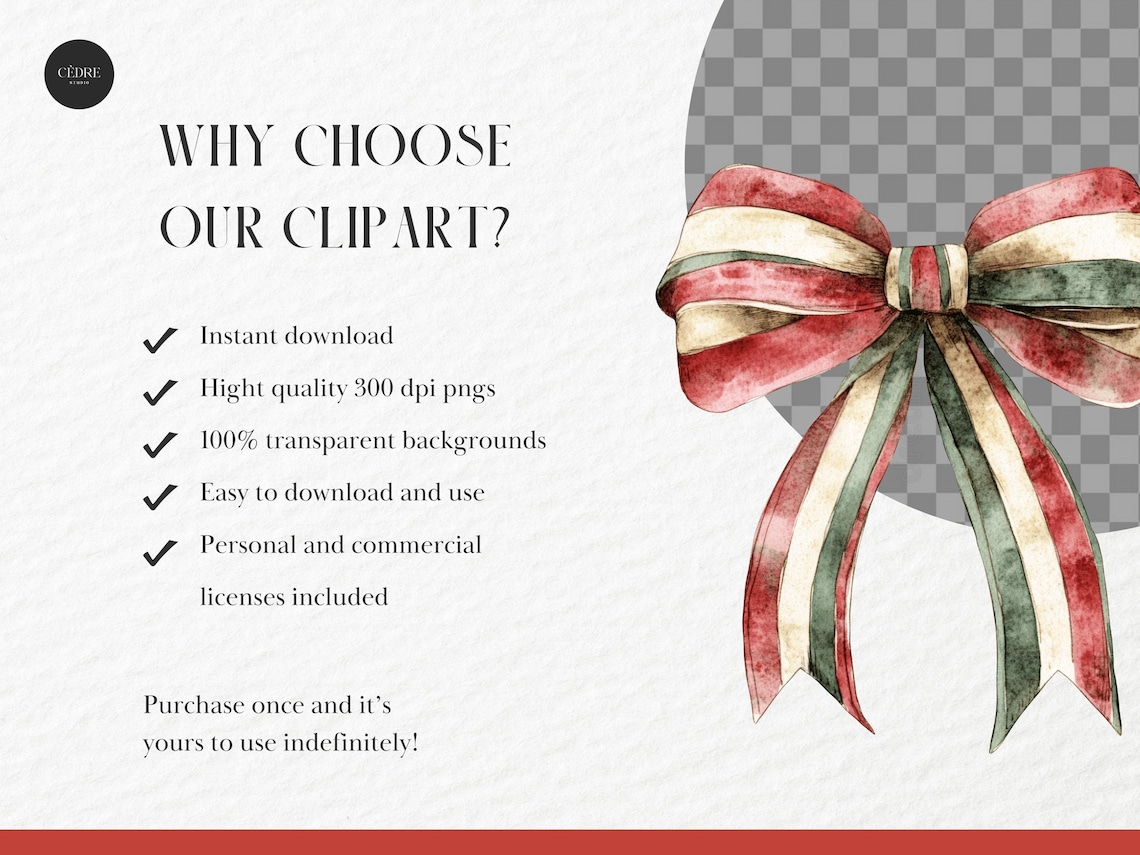 Watercolor Christmas Bows Clipart, Bow With Ribbon, Xmas, Gift Wrapping ...
