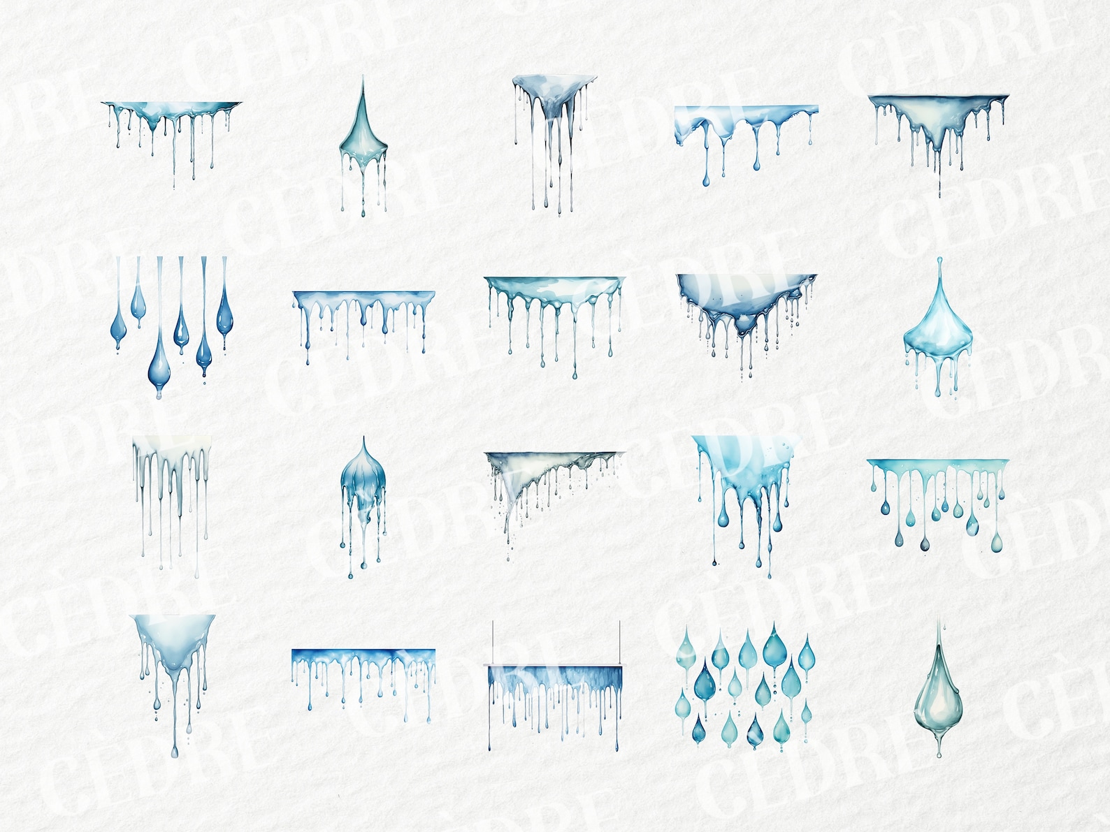 Watercolor Dripping Water Clipart, Water Droplets Clipart, Water Splash ...