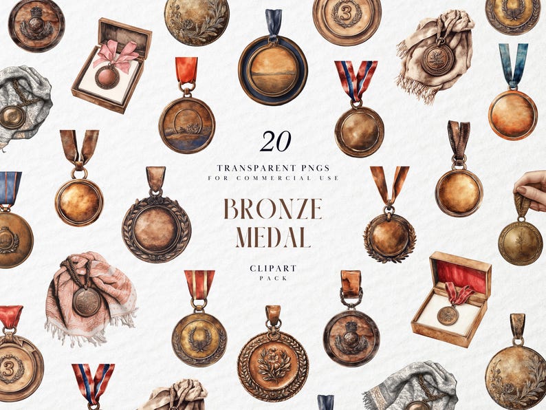 Watercolor Bronze Medal Clipart, Third Place, 3st Golden Metal, Winners ...