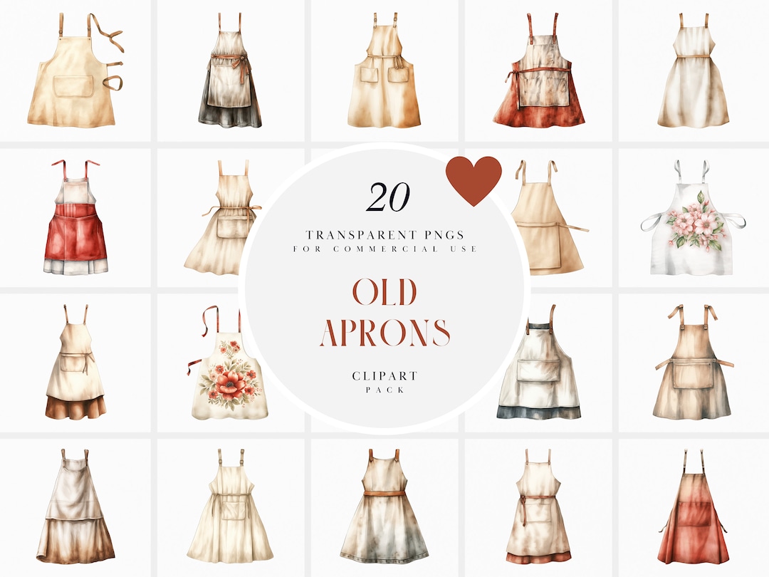 Watercolor Old Apron Clipart, Cute Baking Aprons Clipart, Bakery Apron ...