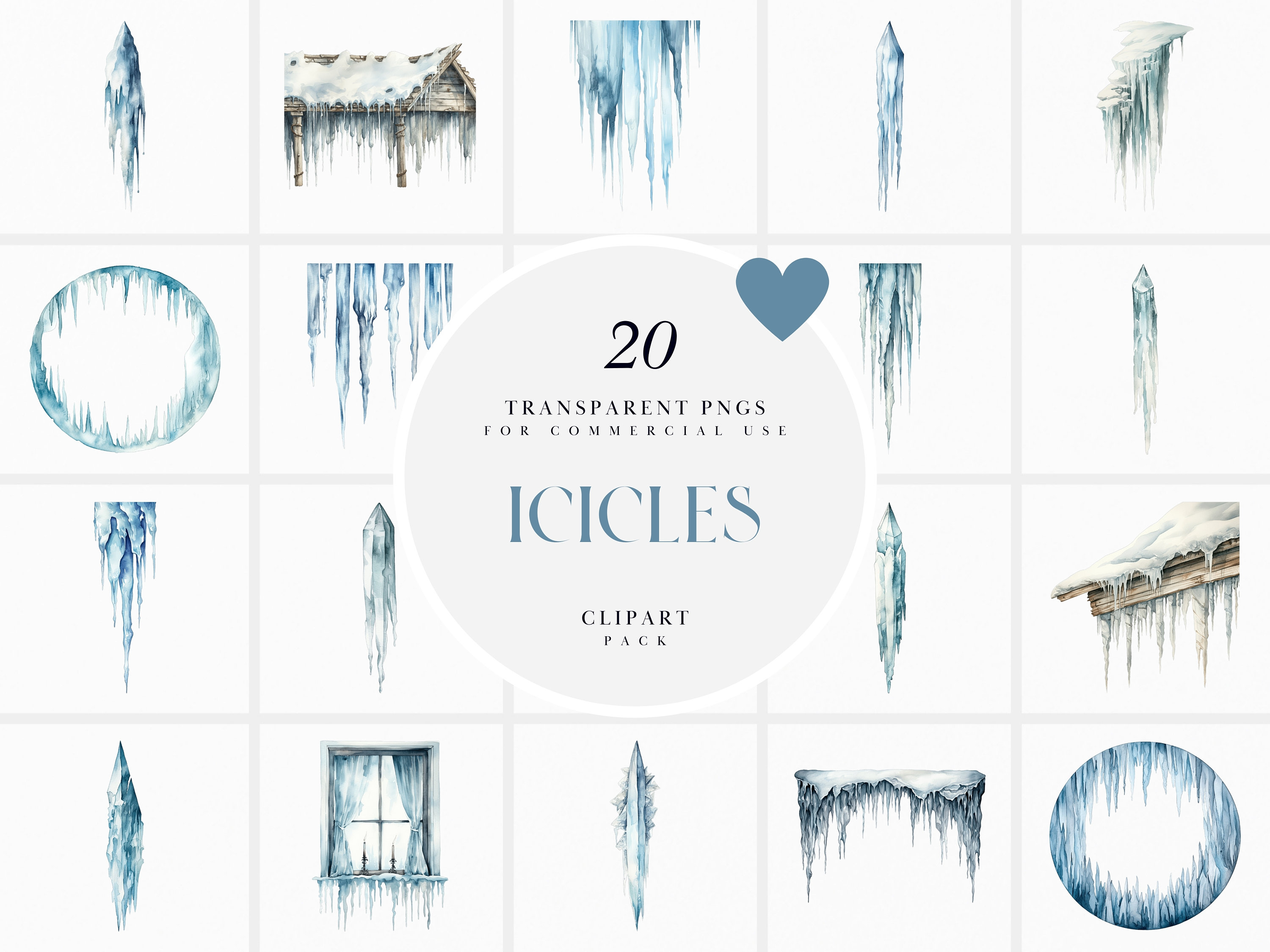 Watercolor Icicles Clipart, Freezing Icicle Clipart, Sparkling Icicle ...