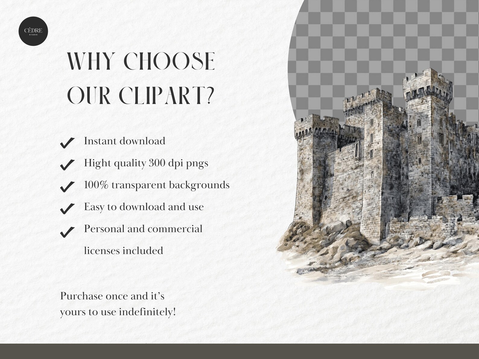 Watercolor Medieval Fort Clipart, European Royal Forts, Middle Ages ...