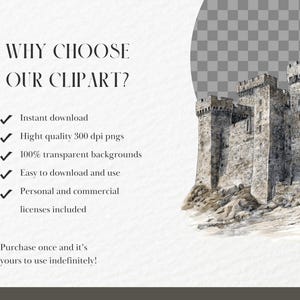 Watercolor Medieval Fort Clipart, European Royal Forts, Middle Ages ...
