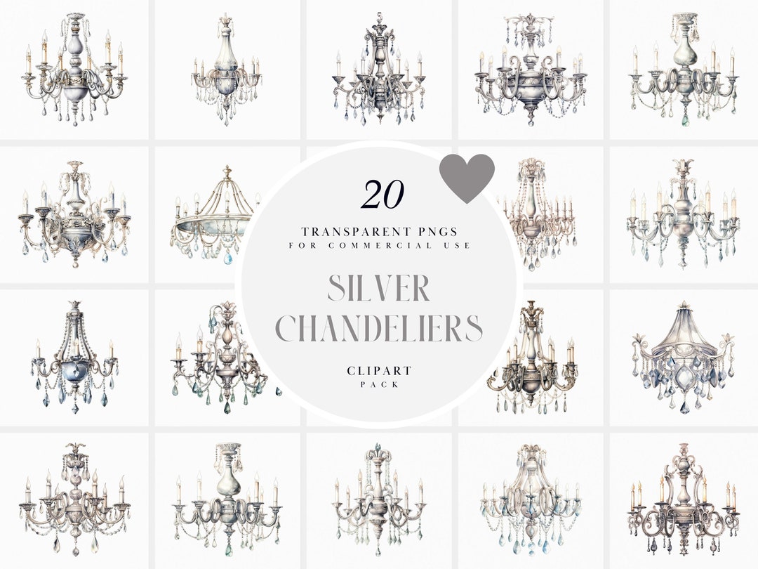 Silver Chandelier Clipart, Extravagant Chandeliers Clipart, Luxurious ...