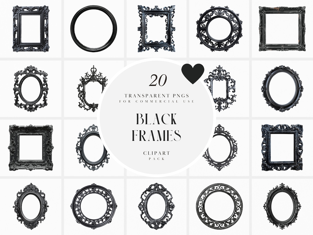 Watercolor Black Frames Clipart, Antique Ornamental Corner Border ...