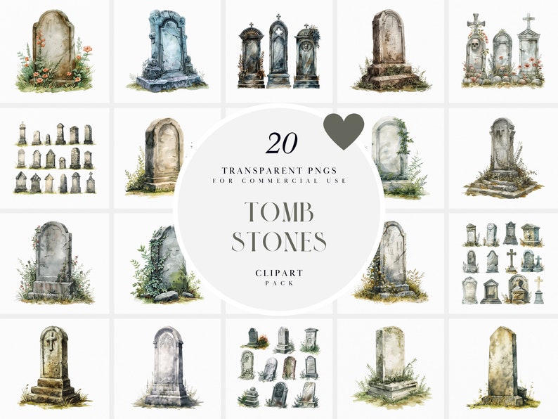 Watercolor Tombstone Clipart, Tombstones Clipart, Grave Graveyard ...