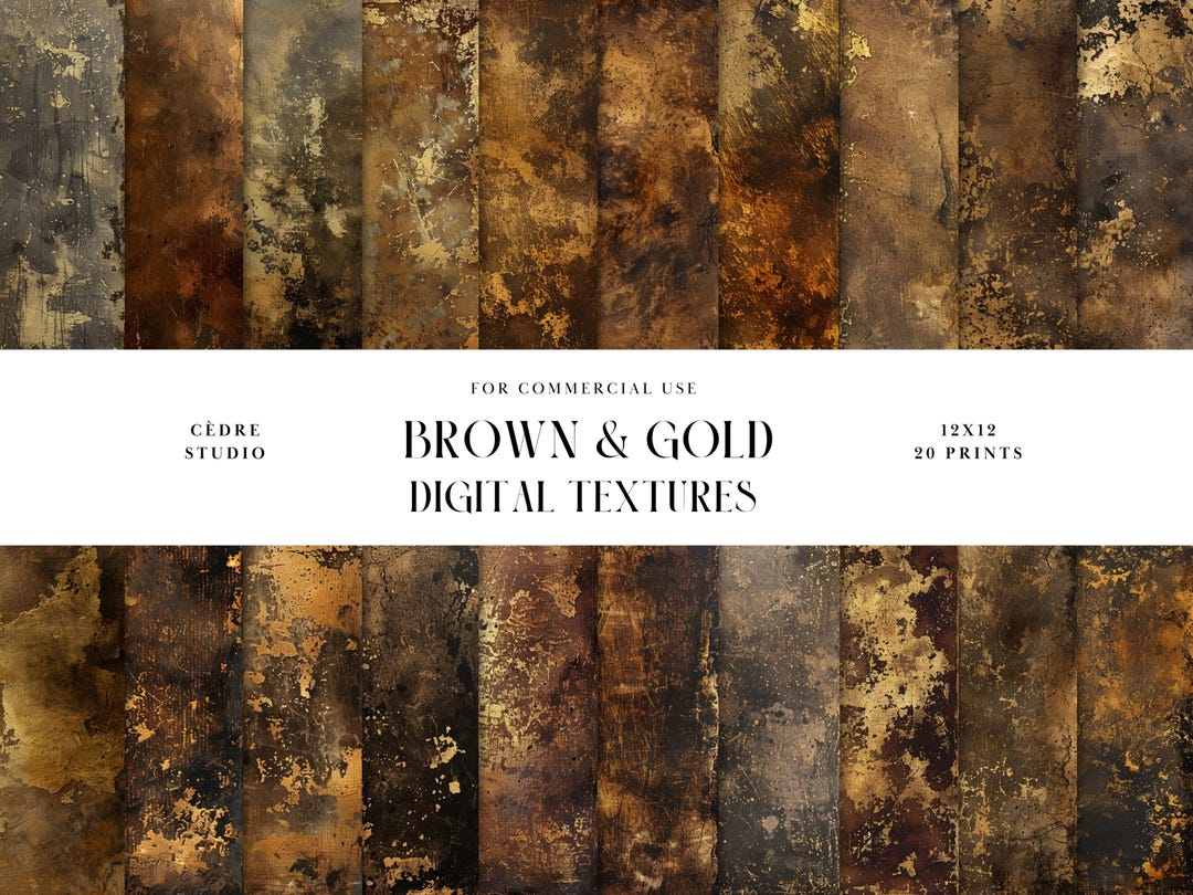 Brown and Gold Digital Textures, Dark Brown and Golden Digital Papers ...