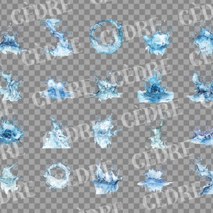 Watercolor Water Splash Clipart, Splashing Water Puddle Clipart, Clear ...