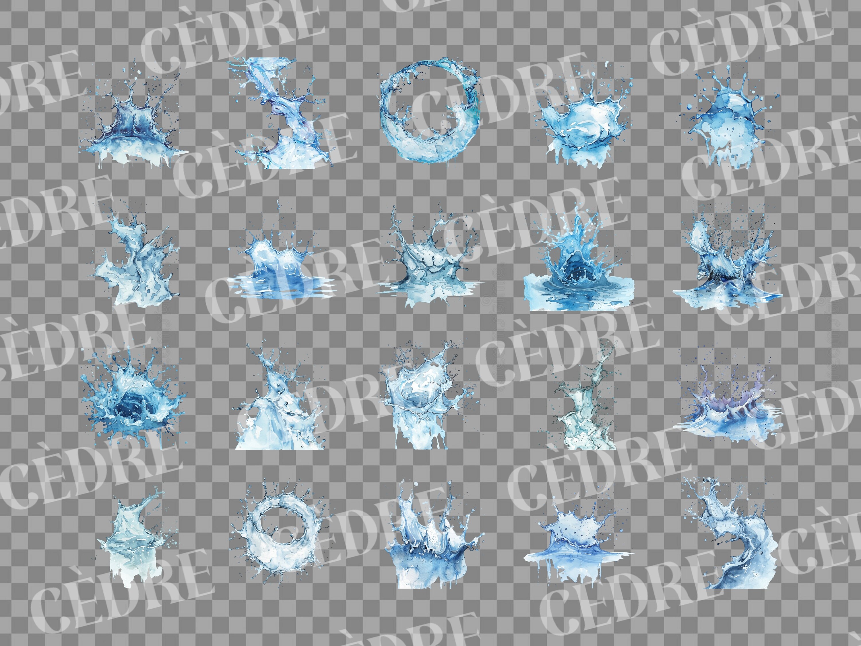 Watercolor Water Splash Clipart, Splashing Water Puddle Clipart, Clear ...