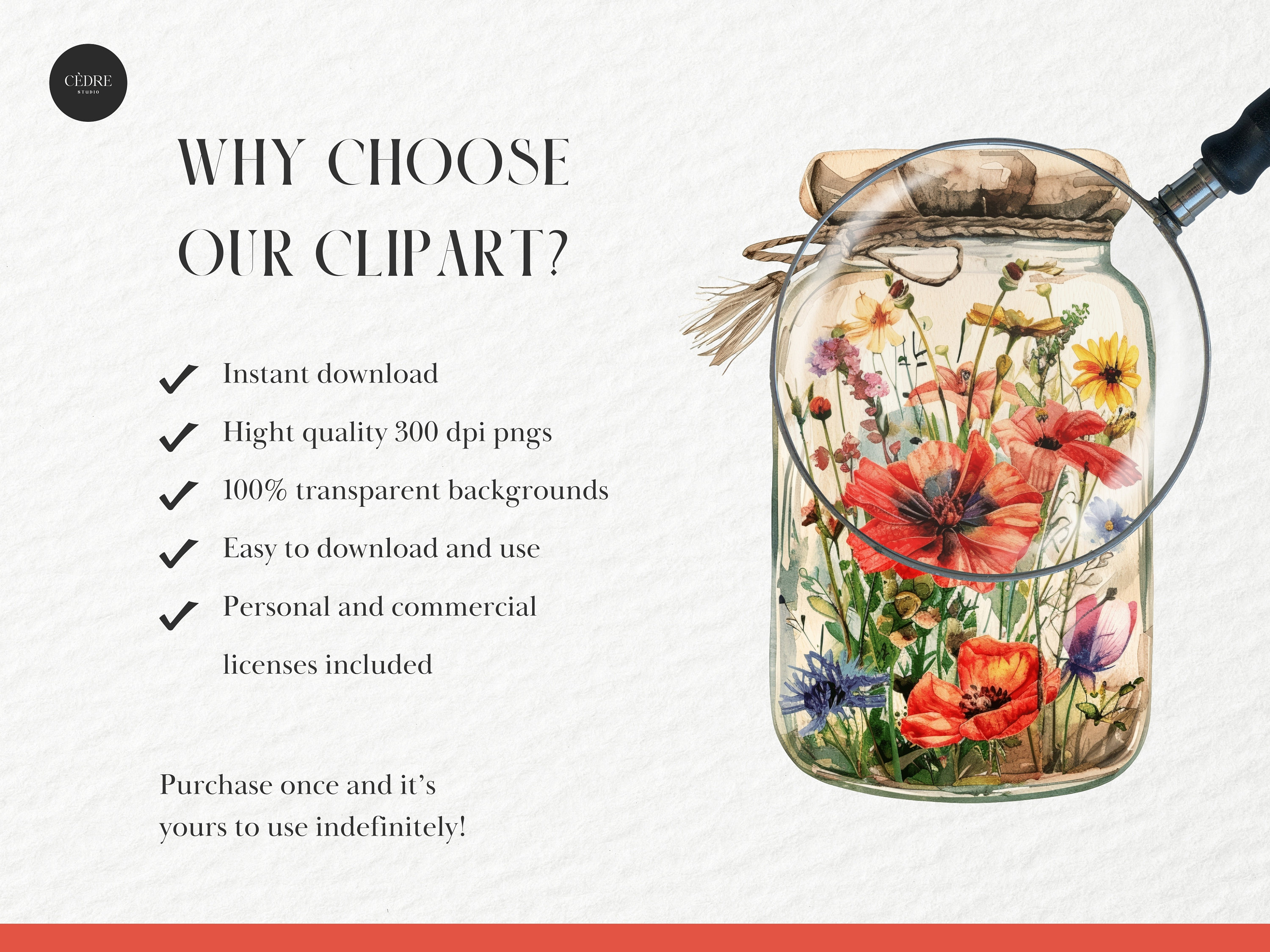 Watercolor Wildflowers in Jar Clipart, Jar of Wildflowers Clipart ...