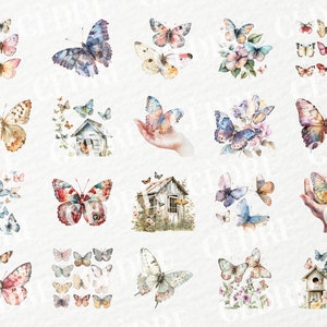 Watercolor Pastel Butterflies Clipart, Butterfly Clipart Bundle, Spring ...