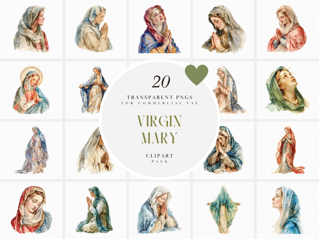 Watercolor Virgin Mary Clipart, Mother Mary Clipart, Prayer ...