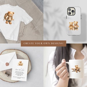 Watercolor Brown Teddy Bears Clipart, Brown Nursery Teddy Bear Clipart ...