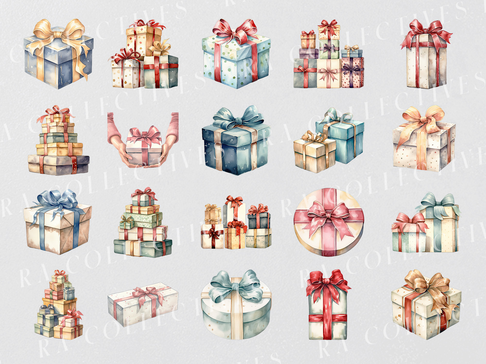 Watercolor Gift Box Clipart, Gift Boxes Present Clipart, Birthday ...