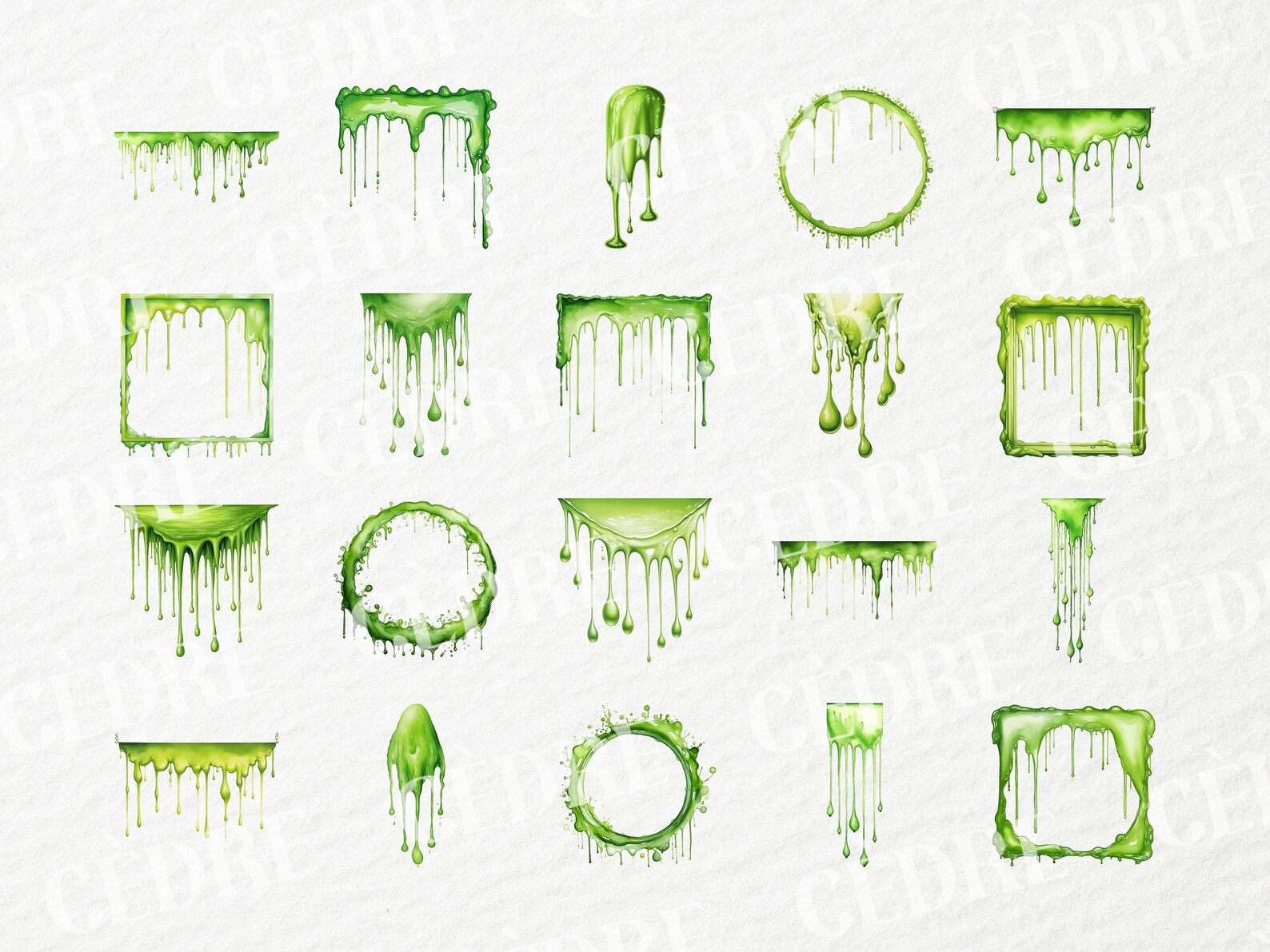 Watercolor Green Slime Clipart, Dripping Slime Clipart, Slime Drip ...