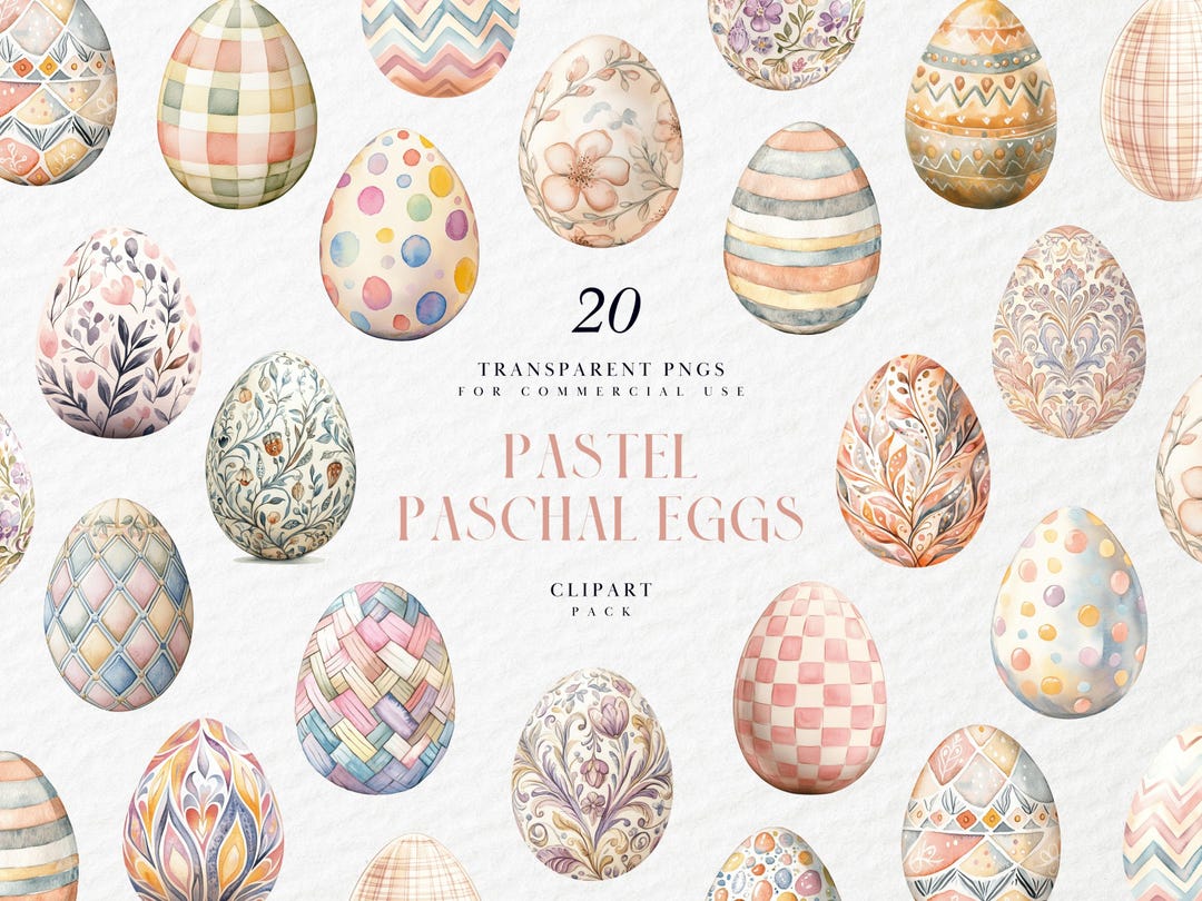Watercolor Pastel Paschal Eggs Clipart, Hand Painted Eggs, Easter Egg ...