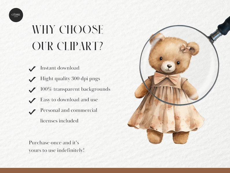 Watercolor Brown Teddy Bears Clipart, Brown Nursery Teddy Bear Clipart ...