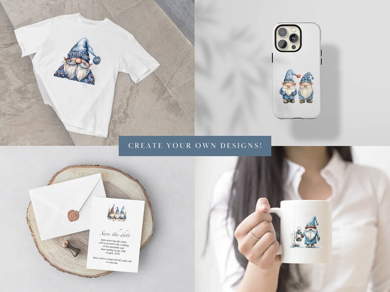 Watercolor Winter Gnome Clipart, Cute Whimsical Gnomes, Fairytale, Snow ...