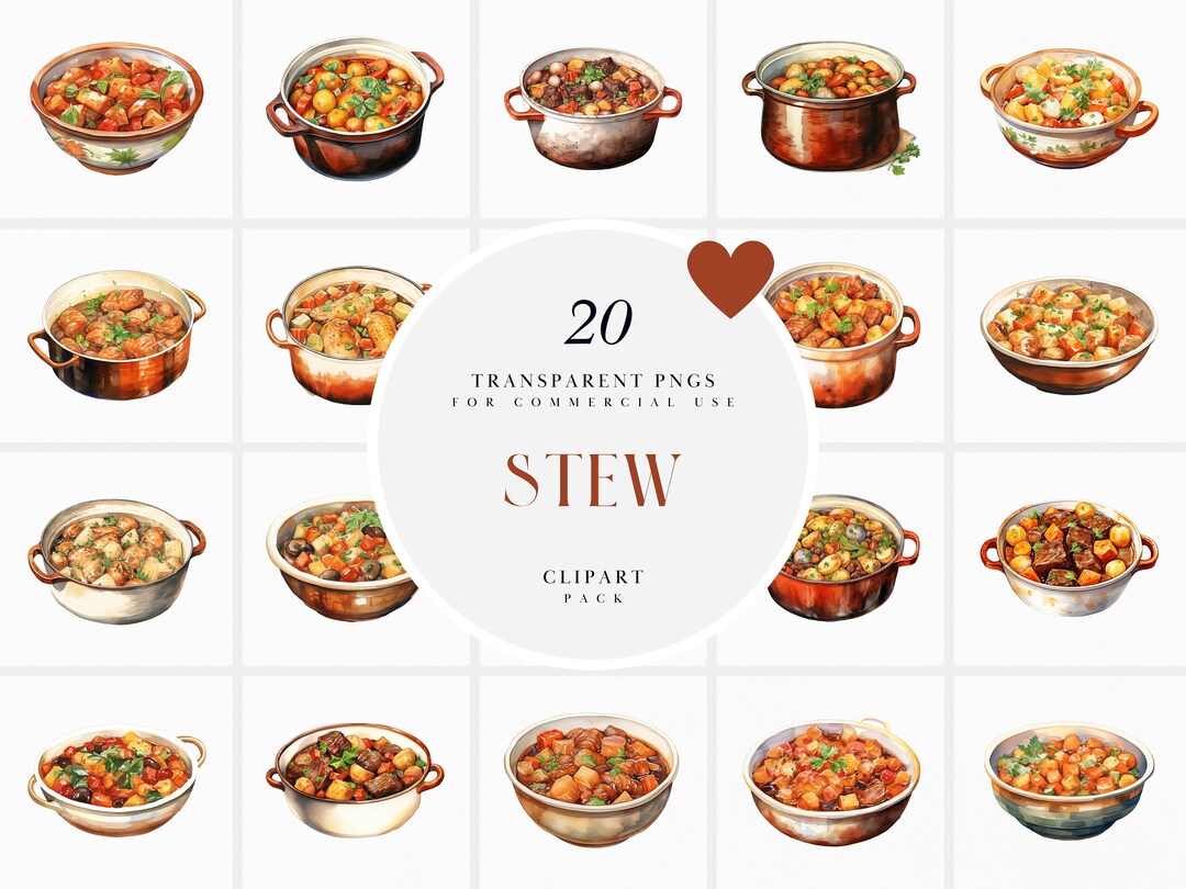 Watercolor Homemade Stew Clipart, Cozy Stew Clipart, Veggie Stew ...
