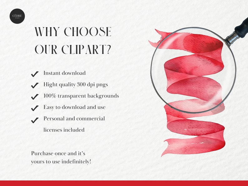 Watercolor Red Ribbon Clipart, Red Ribbons Clipart, Decorative Elements ...