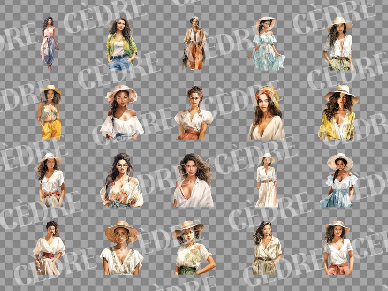 Watercolor Modern Latina Woman Clipart, Young Latina Girl Clipart ...