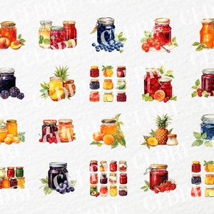 Watercolor Fruit Jam Clipart, Grandma's Berry Jam Clipart, Sweet ...