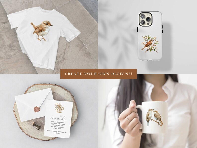 Watercolor Common Nightingale Clipart, Baby Nightingale Bird, Singing ...