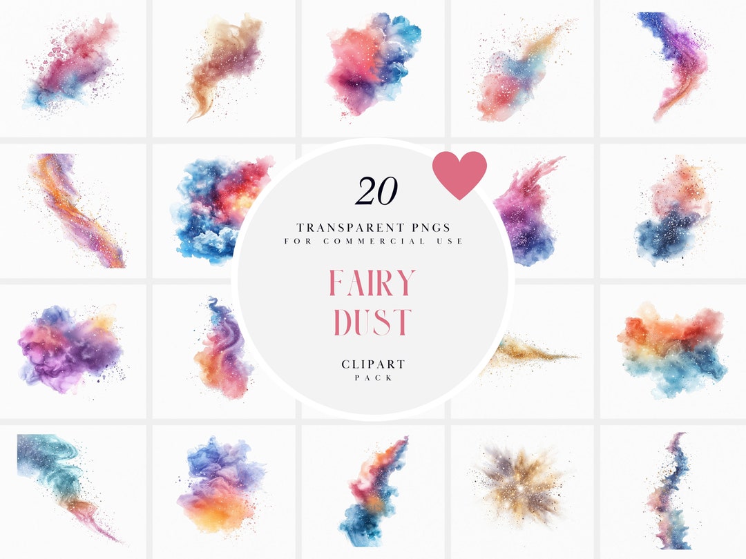 Watercolor Pastel Fairy Dust Clipart, Fairy Dust Overlay, Glitter ...