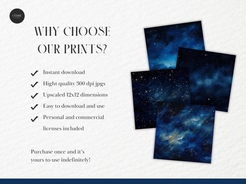 Starry Night Sky Digital Papers, Dark Starry Night Digital Patterns ...