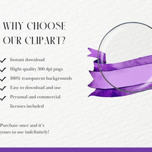 Watercolor Purple Scroll Banner Clipart, Purple Ribbon Banner Clipart ...