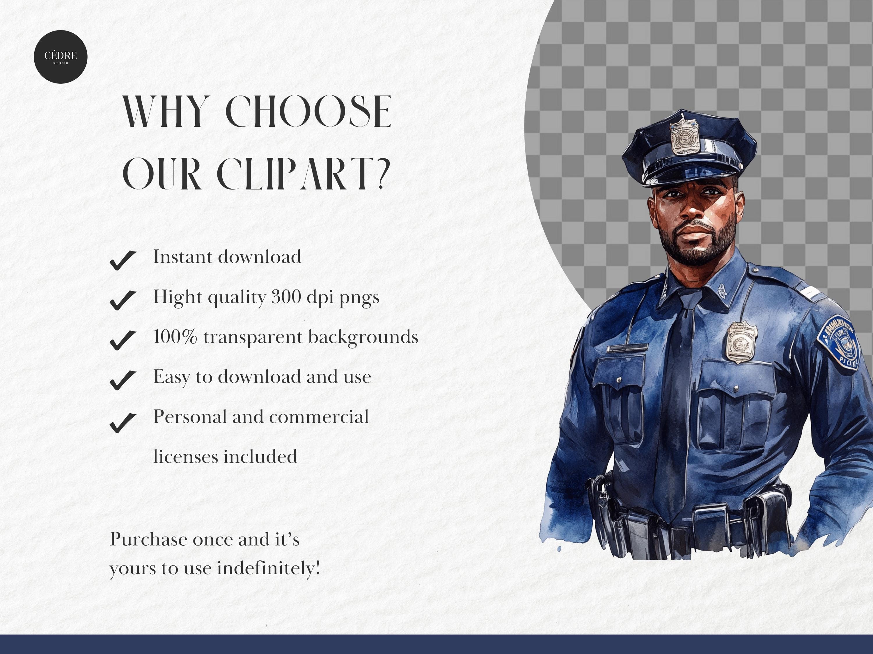 Watercolor Police Officer Clipart, Male Police, Cop, Law Enforcement ...