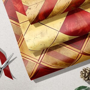 Red and Gold Digital Patterns, Golden Patterned Digital Papers, Digital ...