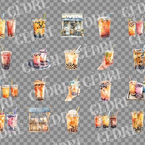 Watercolor Boba Tea Clipart, Bubble Tea Clipart, Boba Drink Clipart ...