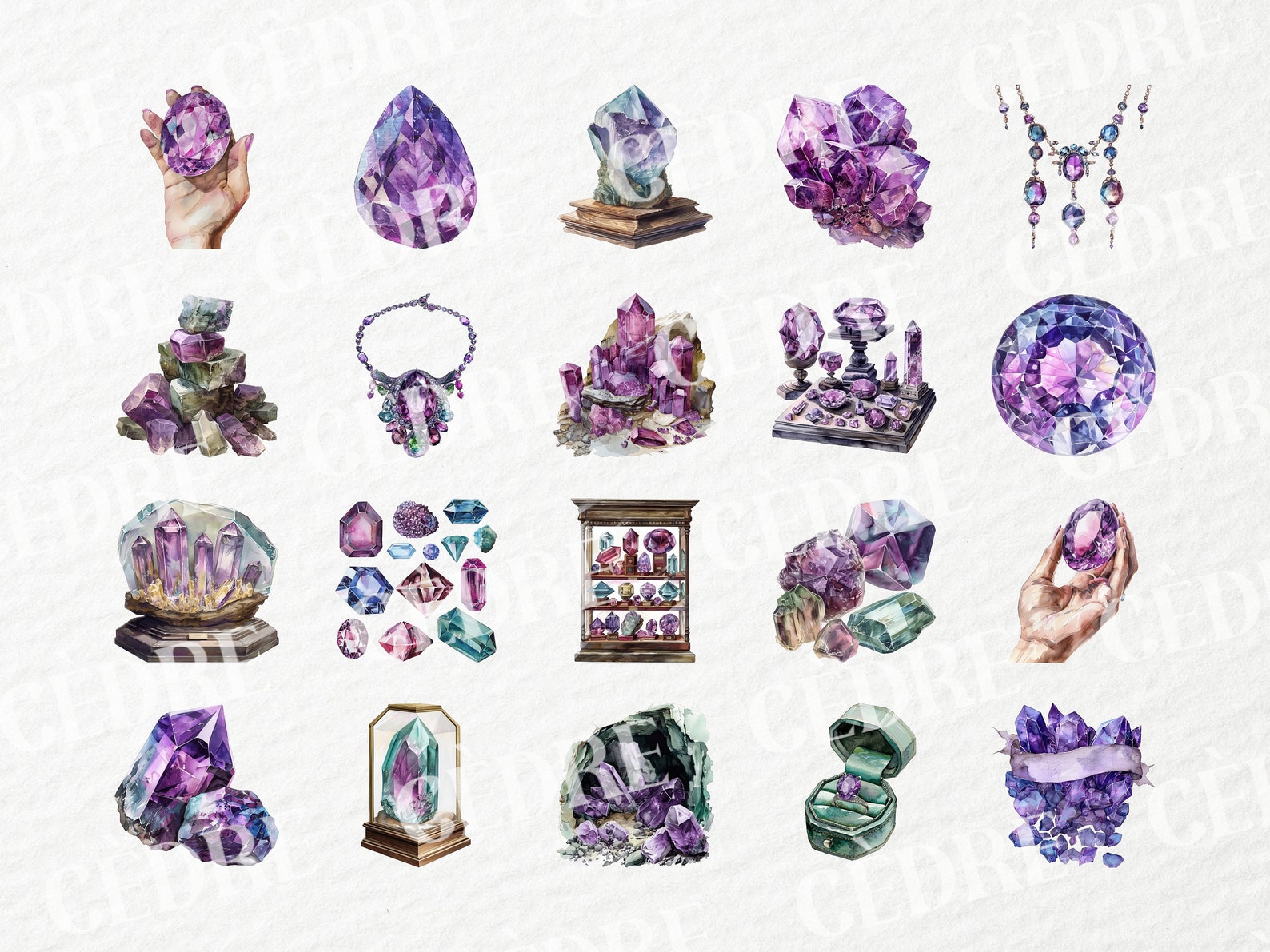 Watercolor Alexandrite Clipart, Crystal Alexandrite Stone Clipart ...