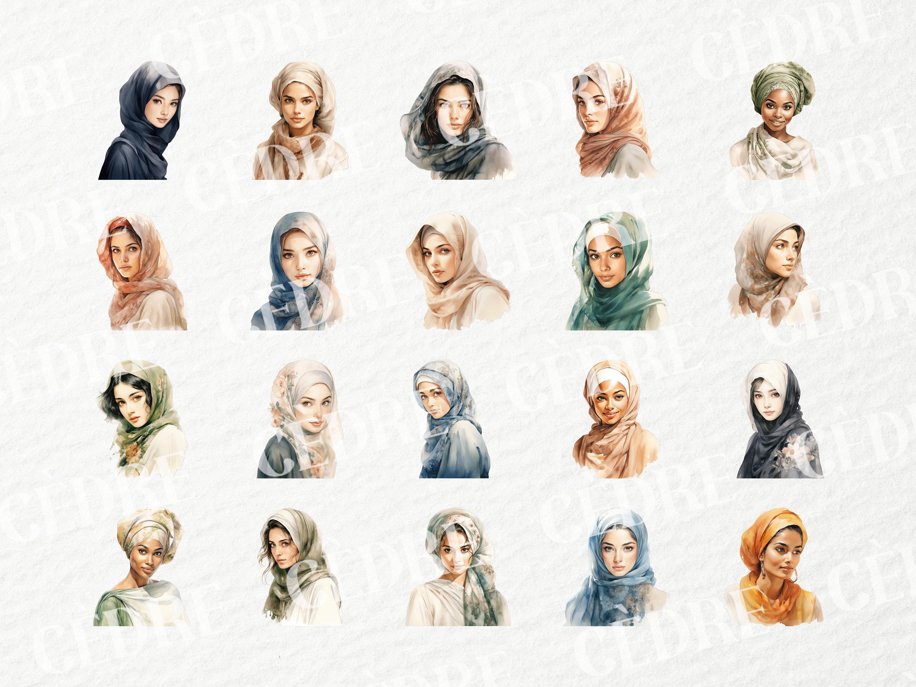 Watercolor Pretty Hijabi Woman Clipart, Beautiful Hijabi Women Clipart ...