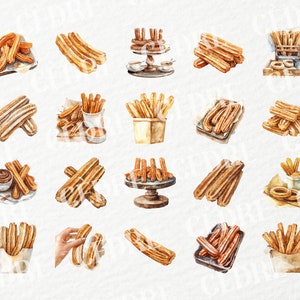Watercolor Churros Clipart, Churro Clipart, Sweets, Mexican Cuisine ...