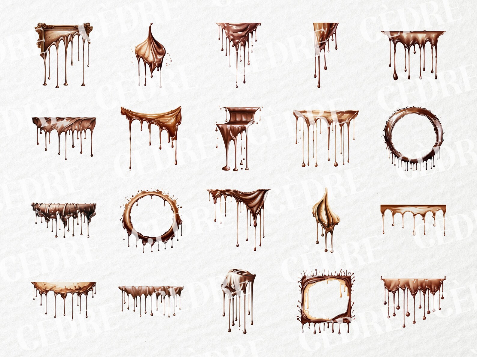 Watercolor Dripping Chocolate Clipart, Chocolate Dessert Drips Clipart ...