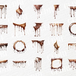 Watercolor Dripping Chocolate Clipart, Chocolate Dessert Drips Clipart ...