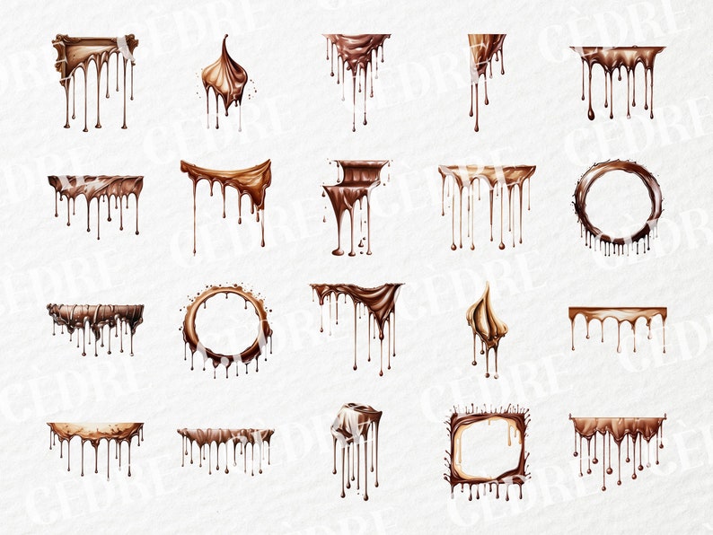 Watercolor Dripping Chocolate Clipart, Chocolate Dessert Drips Clipart ...